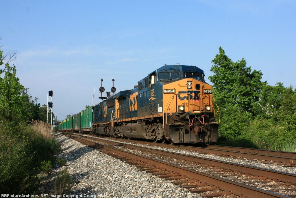 CSX 595 and train Q703